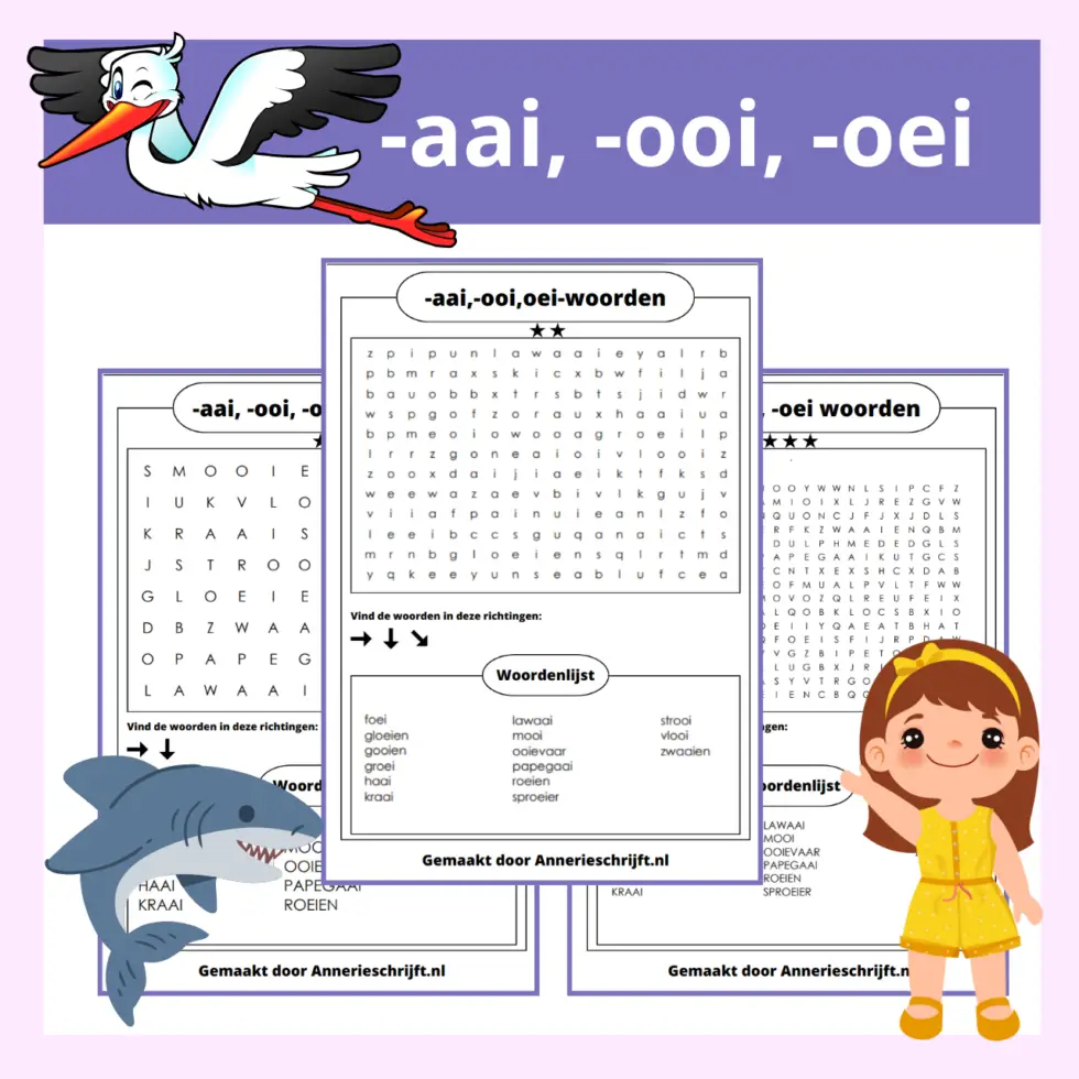 -aai, ooi, -oei woordzoeker - Annerie Schrijft